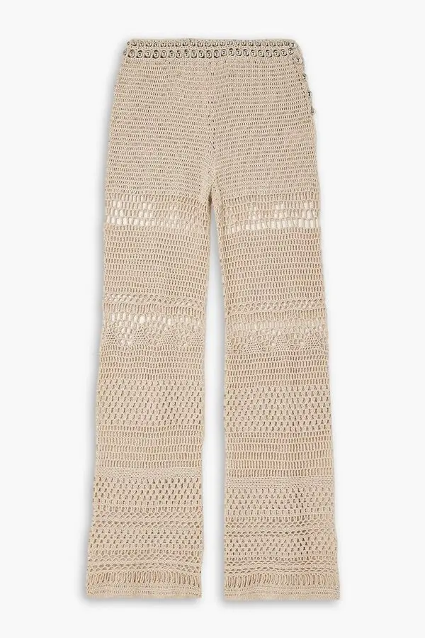 Rabanne Embellished Crocheted Cotton Flared Pants