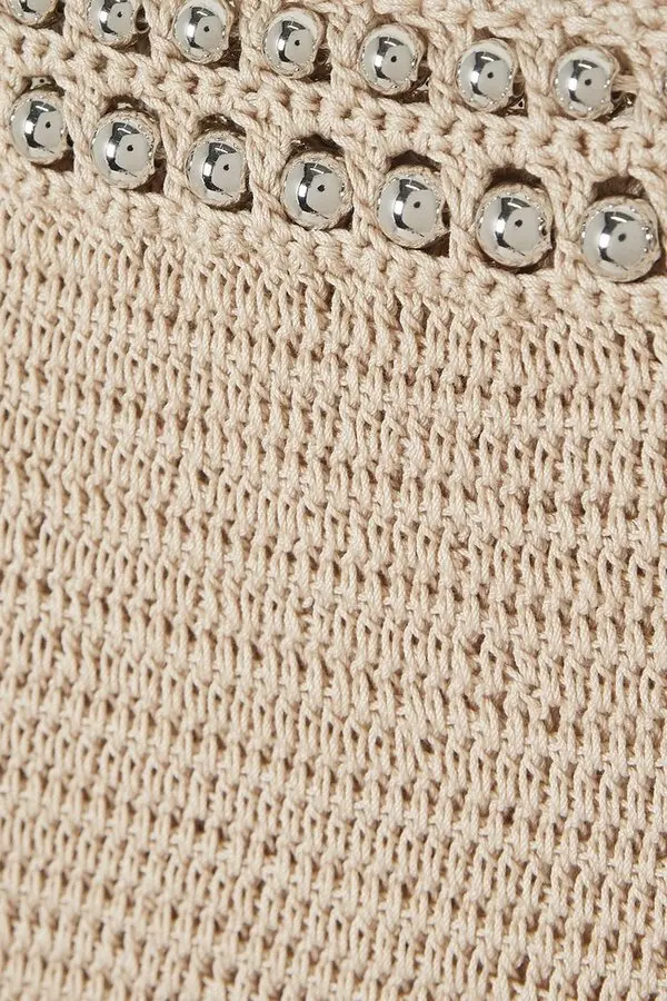 Rabanne Embellished Crocheted Cotton Flared Pants