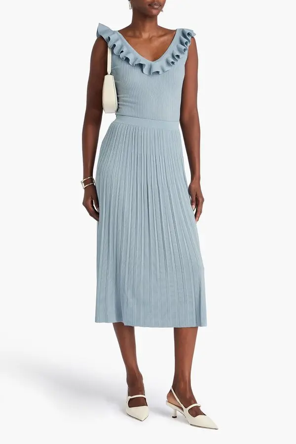 Zimmermann Metallic Ribbedknit Midi Skirt