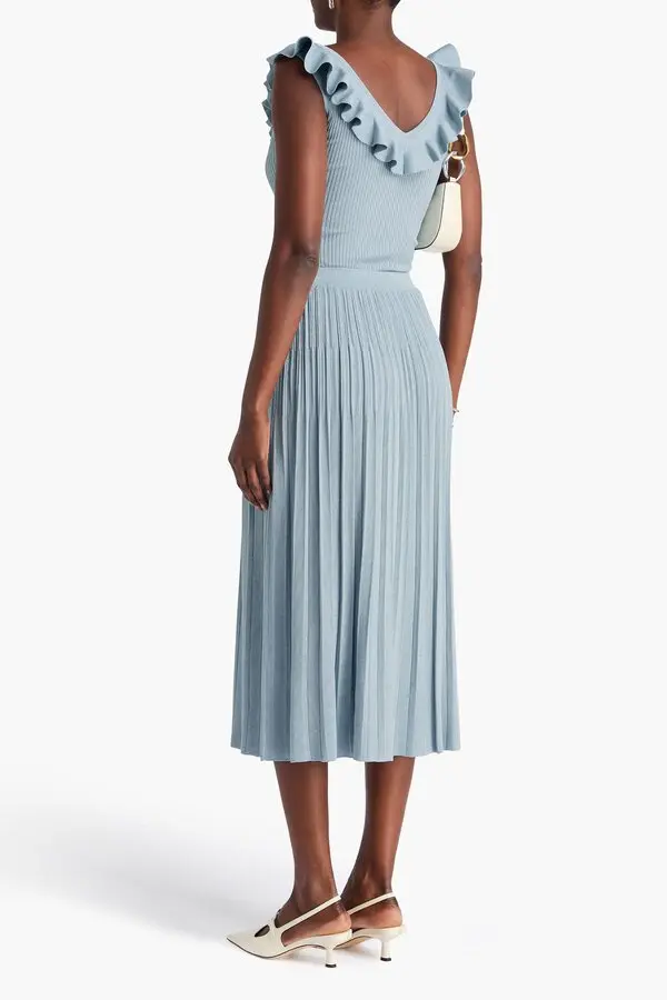 Zimmermann Metallic Ribbedknit Midi Skirt