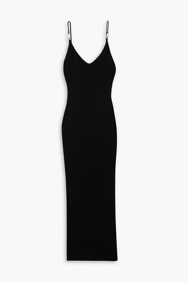 Versace Embellished Stretchjersey Midi Dress - Black