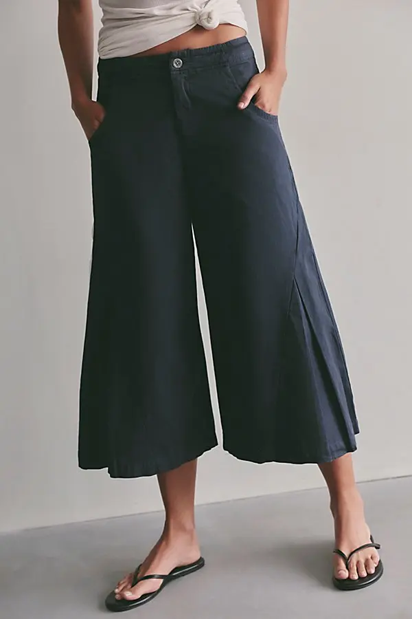 Free People Two Step Crop Chino Pants - Black