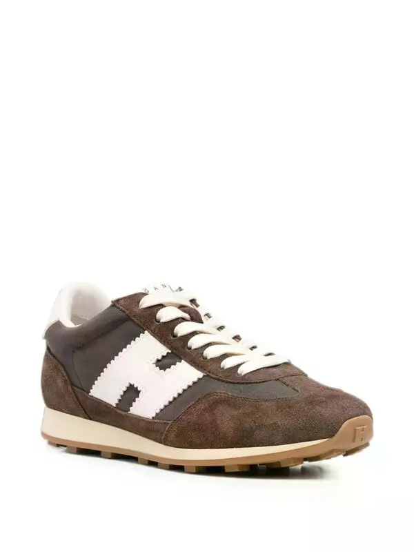 Hogan Paneled Logo Patch Sneakers - Brown