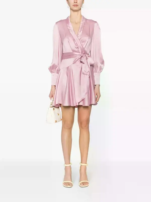 Zimmermann Long-sleeve Wrap Silk Minidress