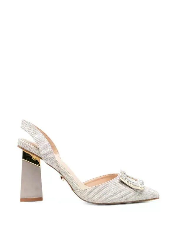 TWENTY FOURHAITCH Crystal-embellished Slingback Heeled Pumps