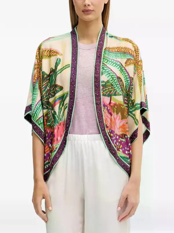 Lola Casademunt Embellished Tropical Print Kimono