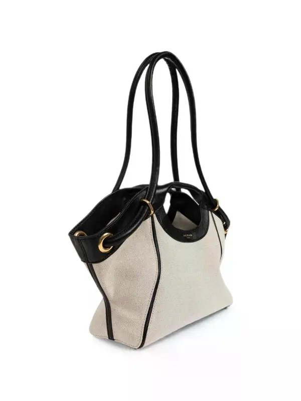 Balmain Calf Leather-trim Canvas Tote Bag