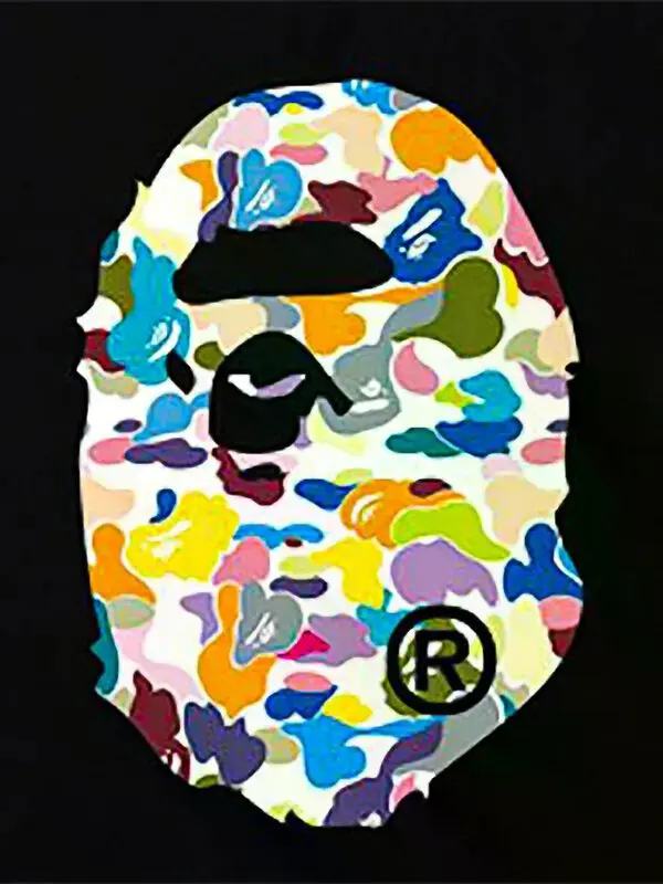 A BATHING APE Multi Camo Ape Head T-shirt - Black