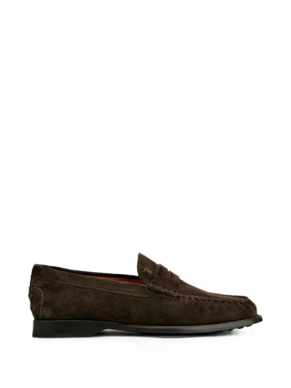 TOD'S Suede Loafers With Embossed Rubber Outsole