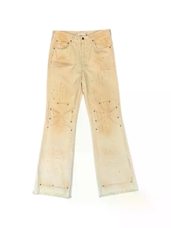 SEKRIT Panelled Denim Jeans With Distressed Finish