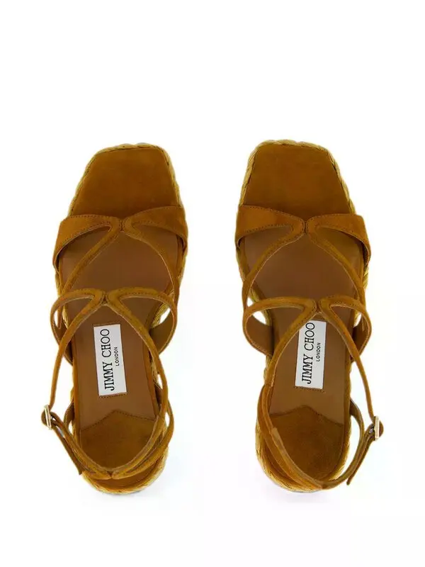 JIMMY CHOO Ayla Suede Wedge Sandals - Brown