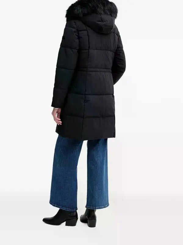 Dkny Hooded Padded Coat With Faux Fur Trim