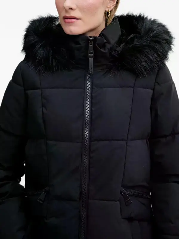 Dkny Hooded Padded Coat With Faux Fur Trim