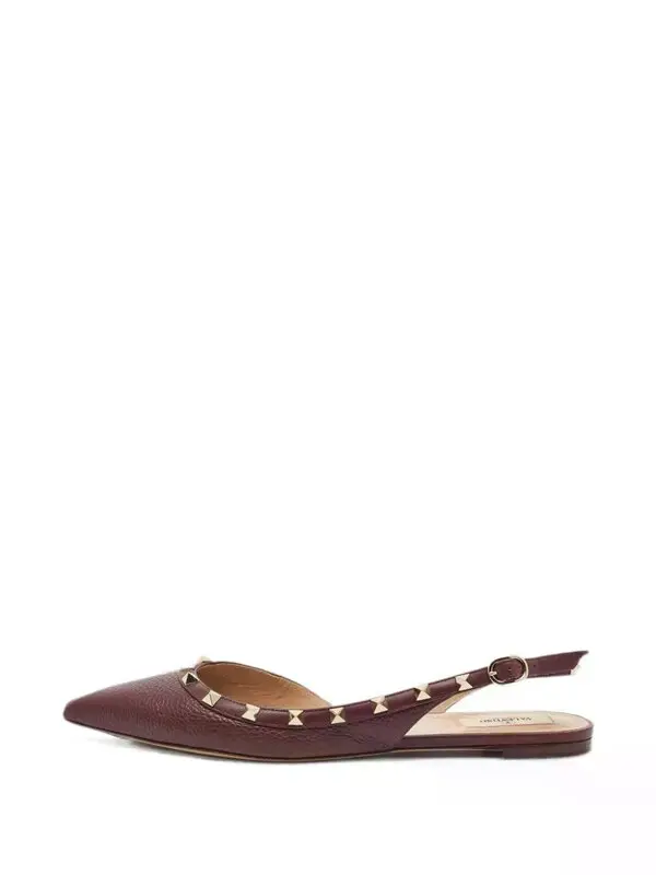 Valentino Garavani Rockstud Burgundy Leather Slingback Pumps
