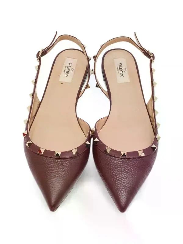 Valentino Garavani Rockstud Burgundy Leather Slingback Pumps