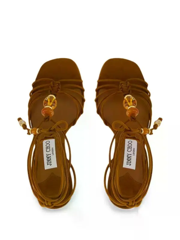 JIMMY CHOO Suede Bead-embellished Wedge Sandals