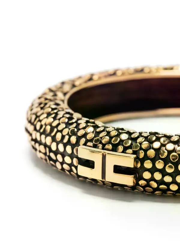 Elisabetta Franchi Tone Textured Logo Bracelet