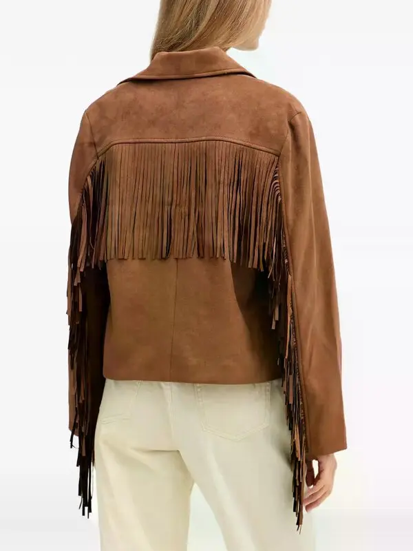 Dkny Suede-like Fringe Detailing Jacket
