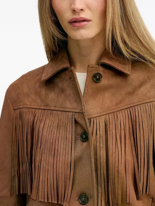 Dkny Suede-like Fringe Detailing Jacket