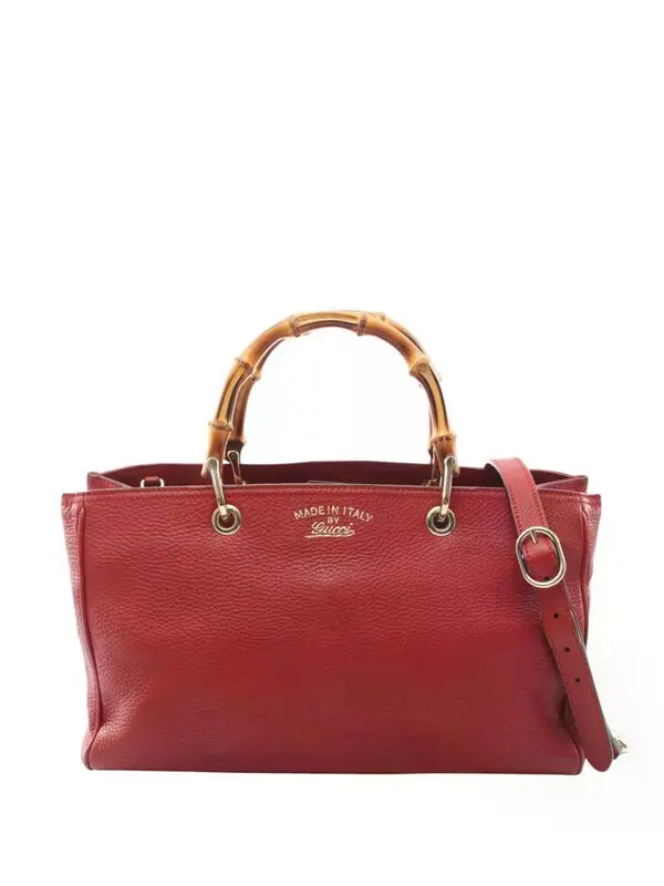 Gucci 2013 Medium Calfskin Bamboo Shopper Satchel - Red