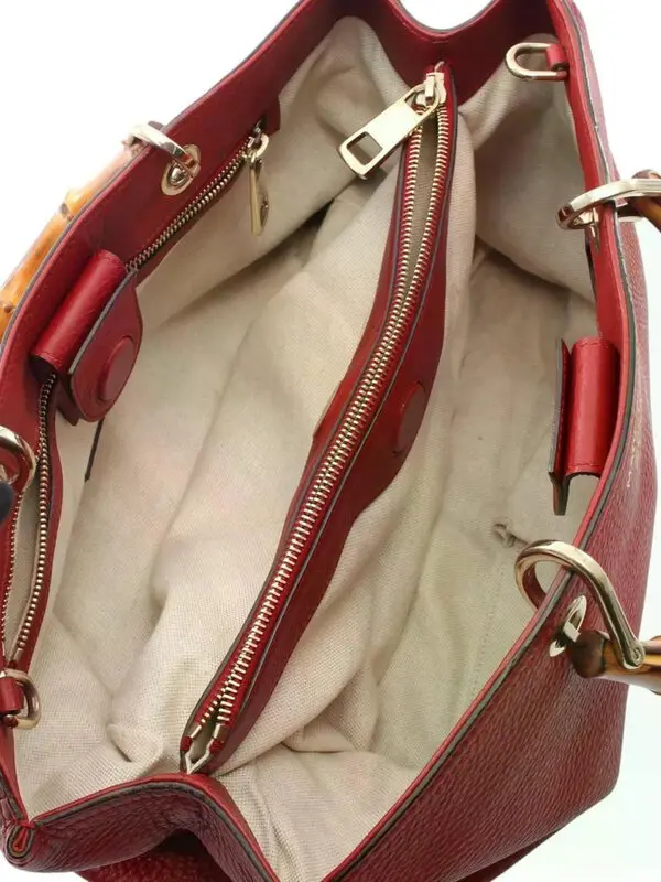 Gucci 2013 Medium Calfskin Bamboo Shopper Satchel - Red