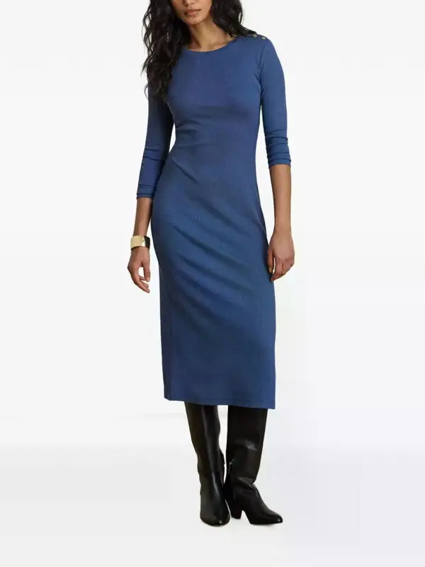 Ralph Lauren Rib-knit Midi Dress With Button Detailing