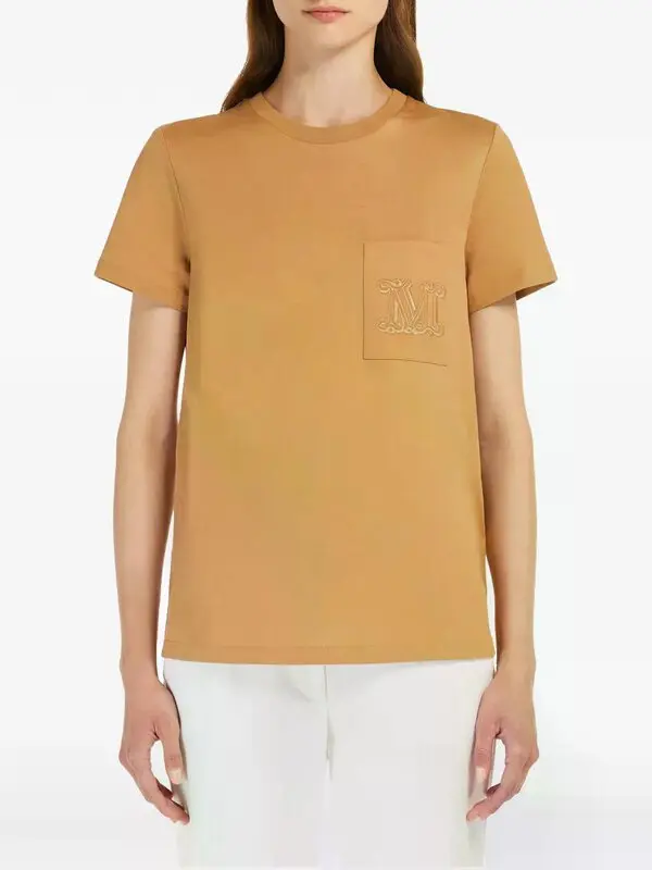 Max Mara Monogram Embroidered Pocket T-shirt - Orange