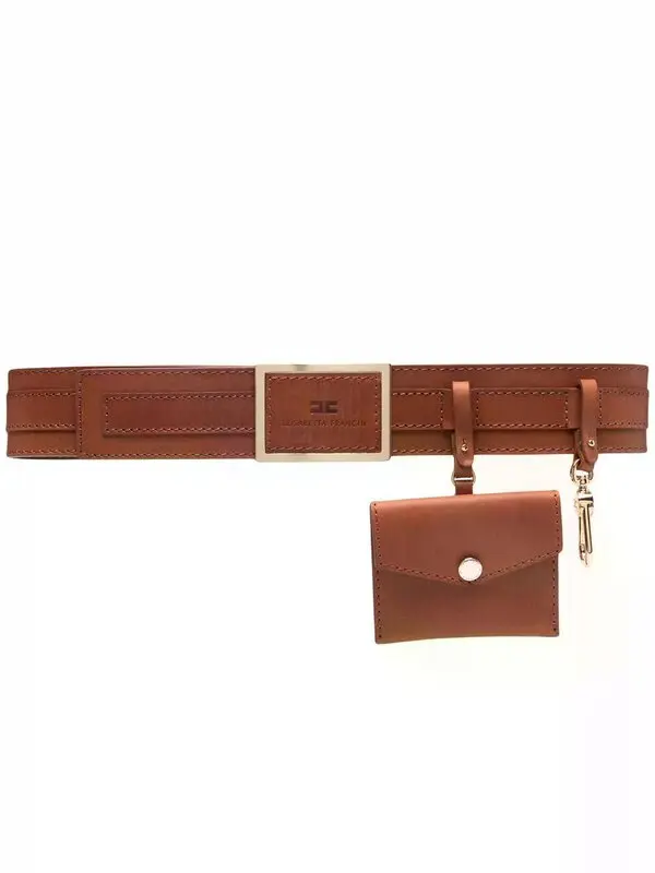 Elisabetta Franchi Leather Belt With Pouch Detail - Brown