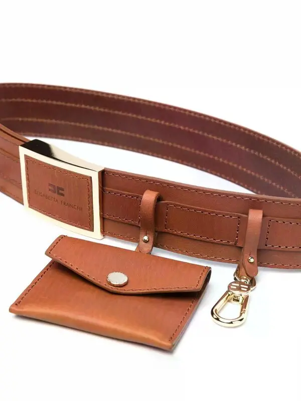 Elisabetta Franchi Leather Belt With Pouch Detail