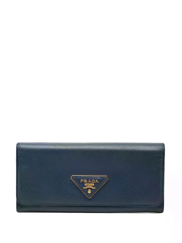 Prada 2013-2026 Saffiano Lux Continental Wallet Long Wallets - Blue