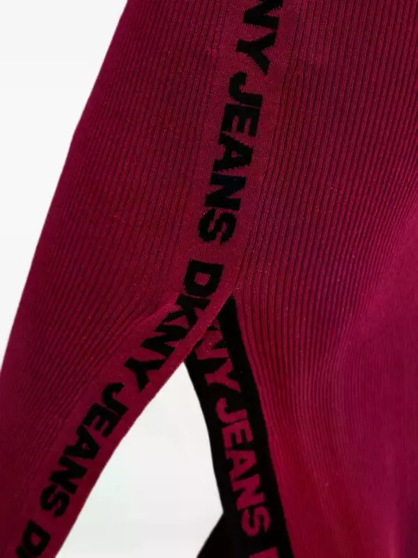 Dkny Ribbed-knit Midi Dress With Logo Tape Detail
