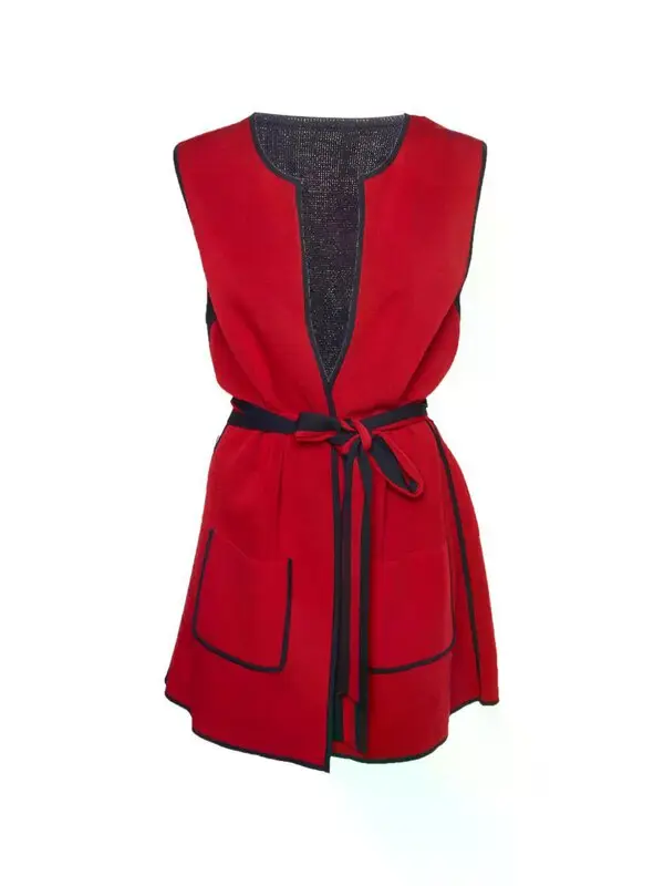 Carolina Herrera Sleeveless Belted Cardigan