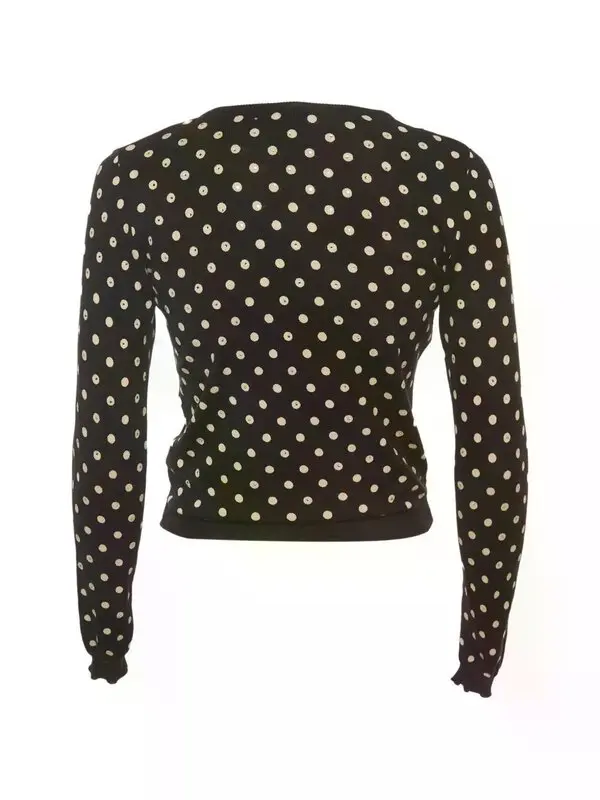 Moschino Polka Dot Knit V-neck Cardigan With Crystal Embellishments
