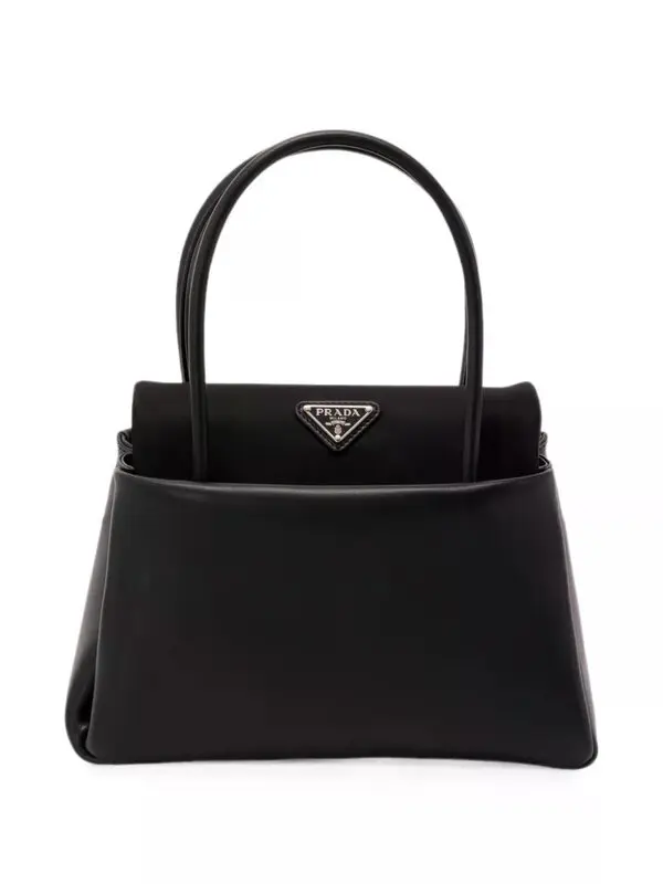 Prada Leather Handbag With Enamel Triangle Logo