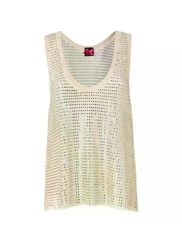 Pinko Dyane Sequin Embellished Scoop Neck Tank Top - Neutrals