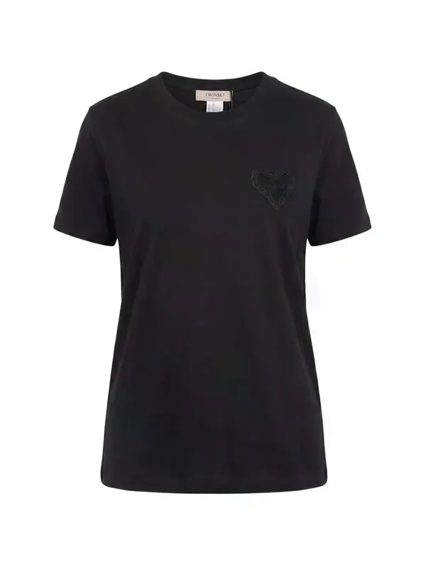 TWINSET Heart Appliqué T-shirt - Black