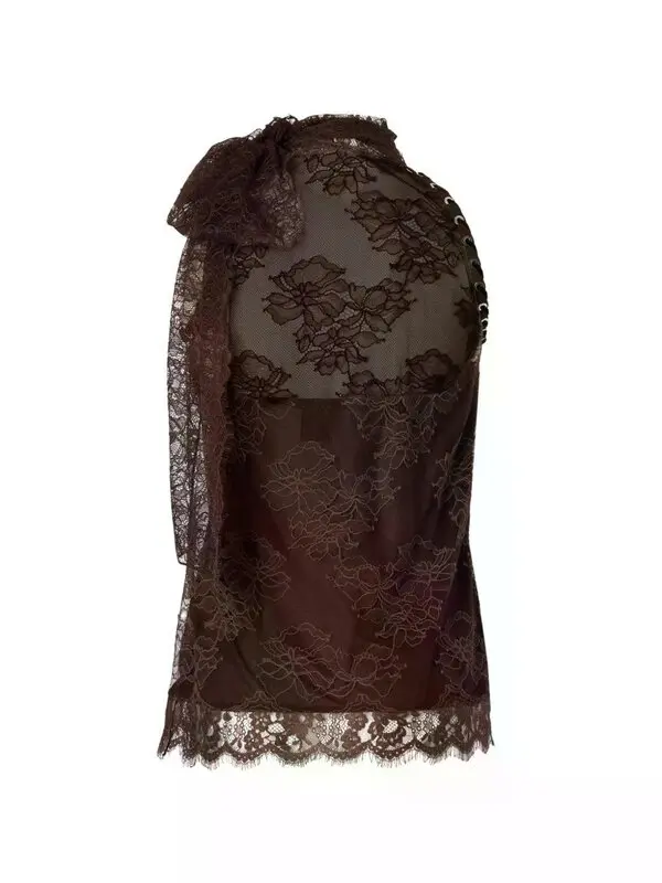 Pinko Sleeveless Floral Lace Halterneck Top With Sash