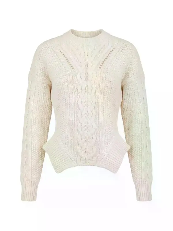 DONDUP Flared Hem Cable Knit Sweater