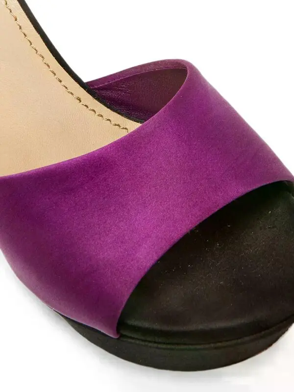 Saint Laurent Stiletto Heel Platform Sandals - Purple