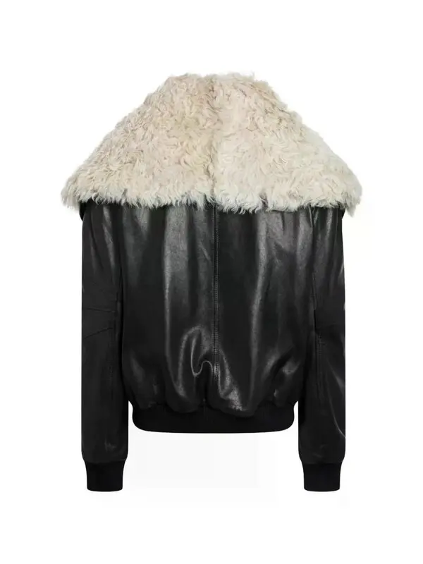 Attico Shearling Collar Leather Bomber Jacket