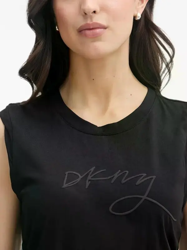 Dkny Logo Print Ruched Sleeveless T-shirt