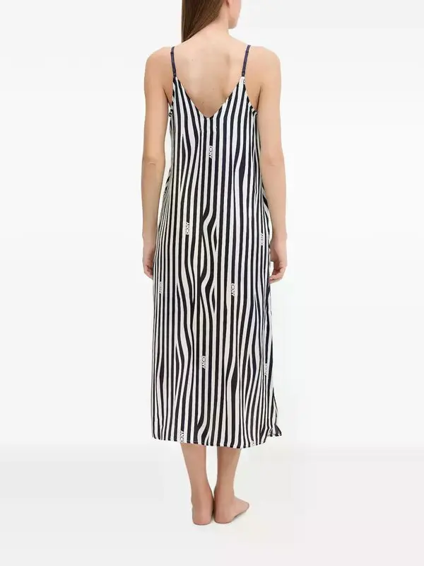 Dkny Striped Logo Print V-neck Nightdress