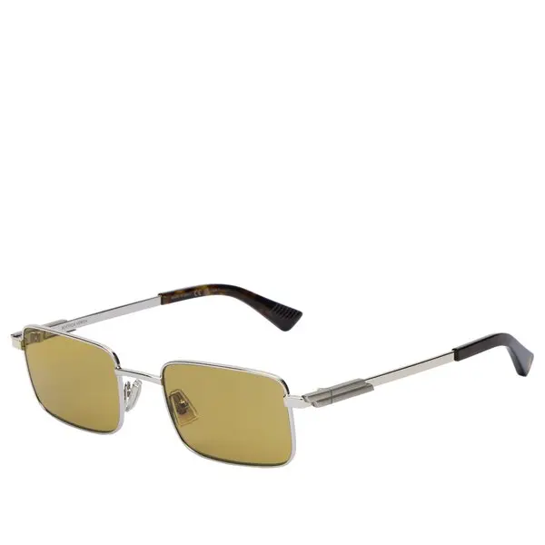 Bottega Veneta Bv1469s Rectangle Sunglasses - Silver/yellow