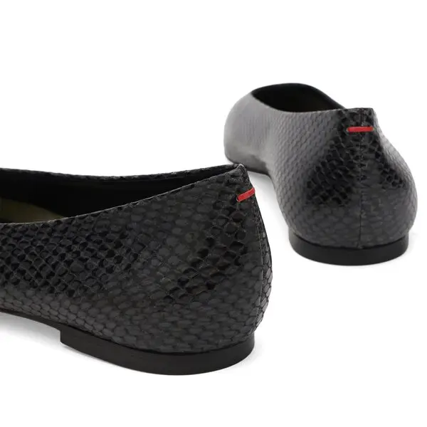 AeydĒ Ellie Snake Print Almond Toe Flats