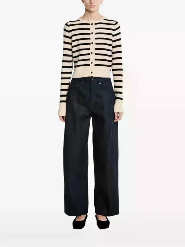 Maria Mcmanus Striped Fringe-trim Cardigan