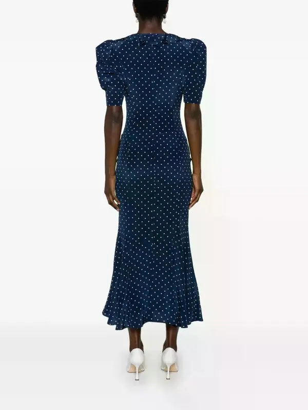 Alessandra Rich Polka Dot Print Midi Dress
