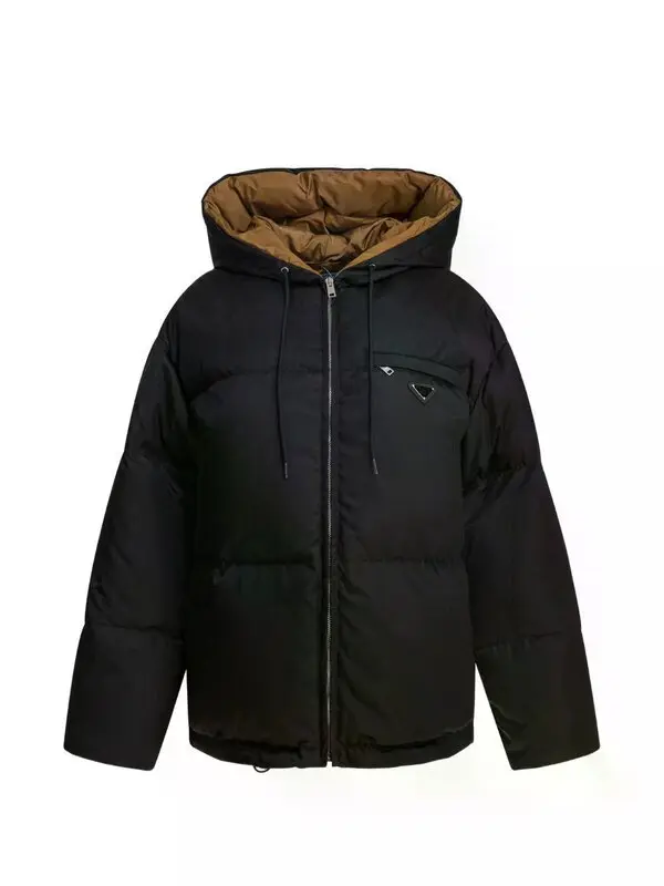 Prada Re-nylon Logo Plaque Padded Coat