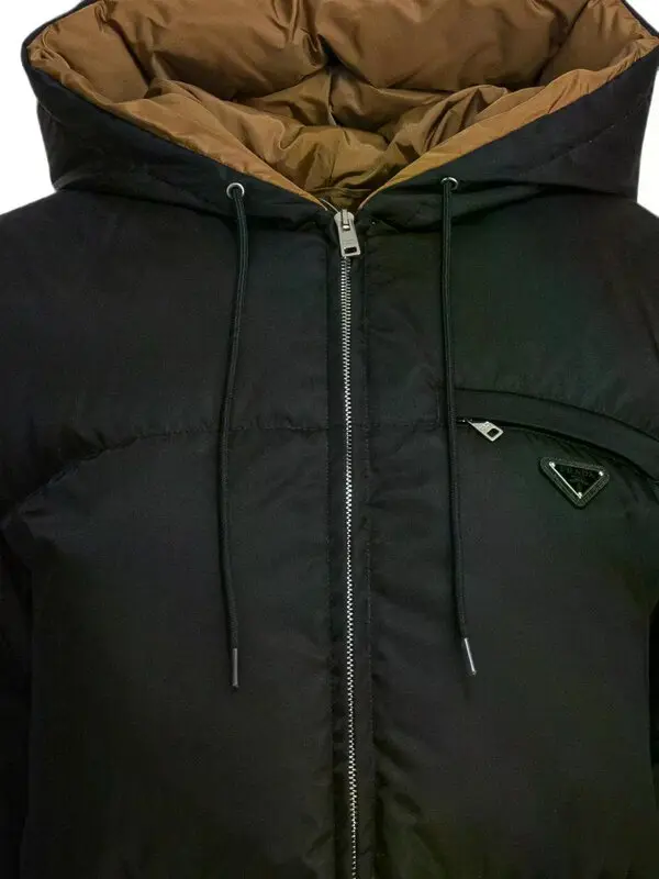 Prada Re-nylon Logo Plaque Padded Coat