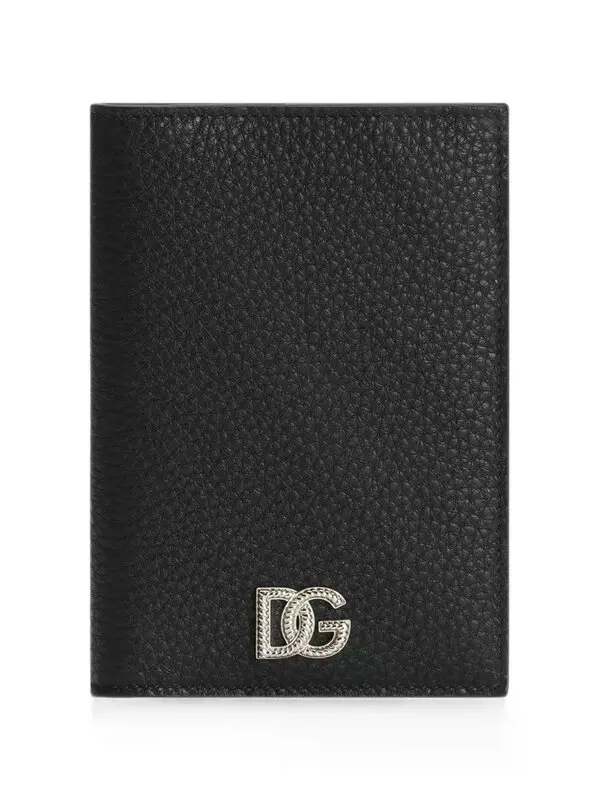 Dolce & Gabbana Passport Holder In Calfskin With Logo - Black
