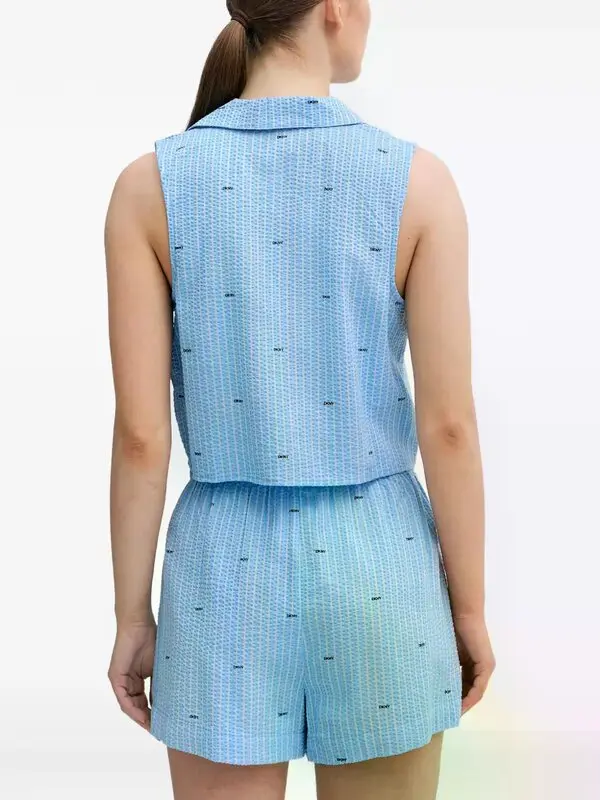 Dkny Logo-print Seersucker Pajamas